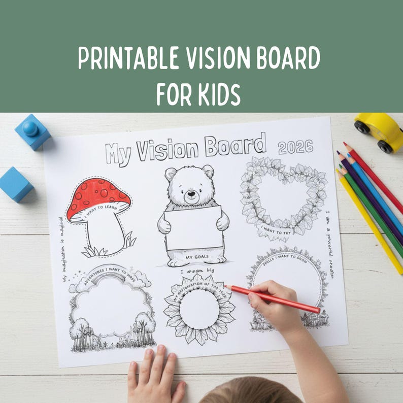 Kids Vision Board Printable 2026 Growth Mindset and Goal Setting ...