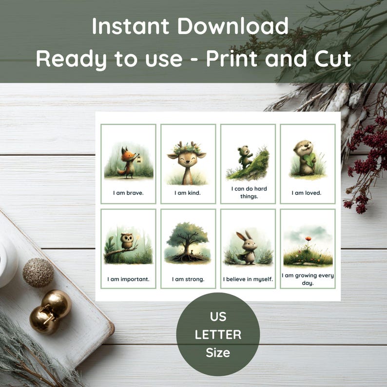 70 Printable Kids Affirmation Cards Nature Based Learning Positive ...