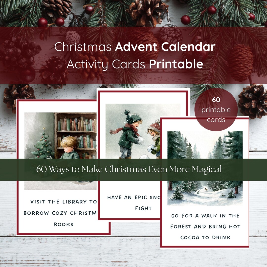 Holiday Countdown Activity Cards Kids Christmas Advent Printable ...