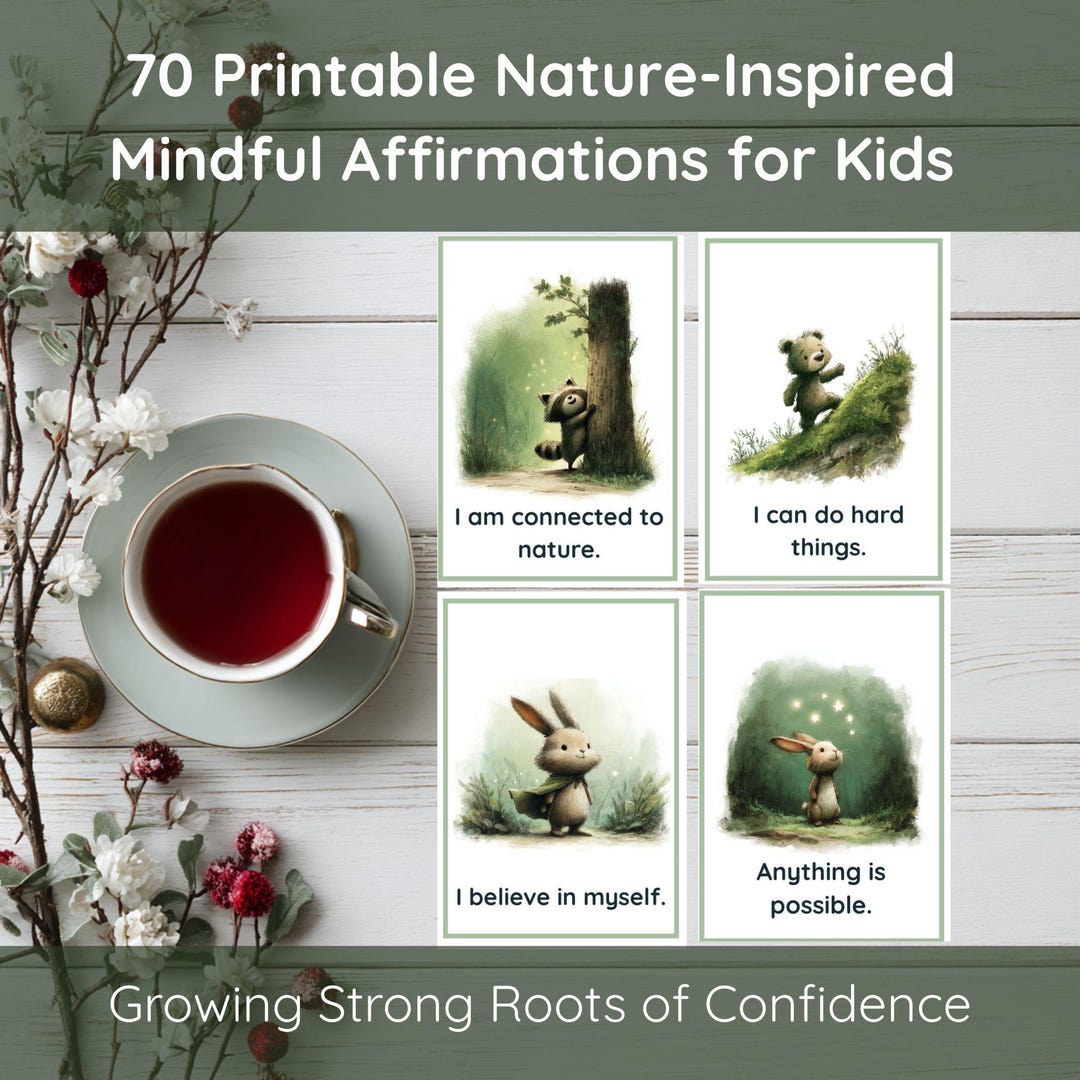 70 Printable Kids Affirmation Cards Nature Based Learning Positive ...