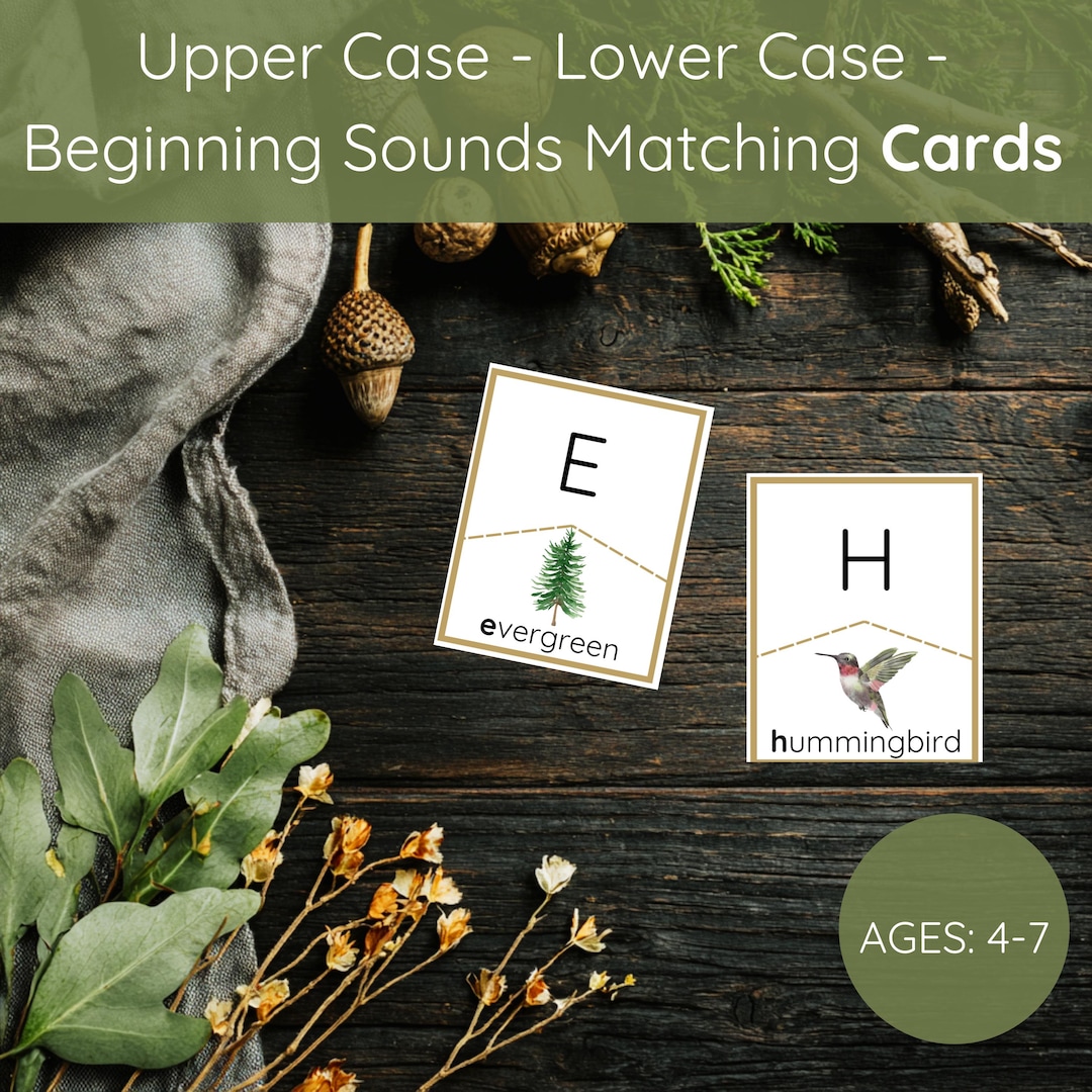 Nature Alphabet Matching Cards Uppercase and Lowercase Letter ...