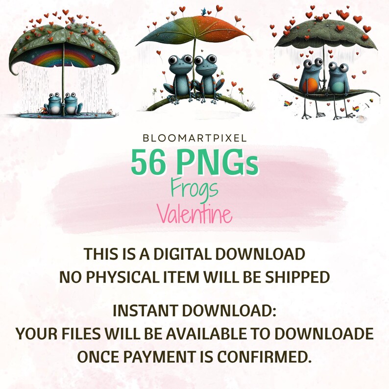 Frog Valentine Clipart, 56 Whimsical PNG Designs (digital Download) - Etsy