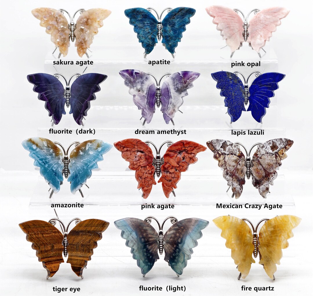 3.6" Natural Crystal Carved Butterfly，crystal Butterfly Carving，healing ...