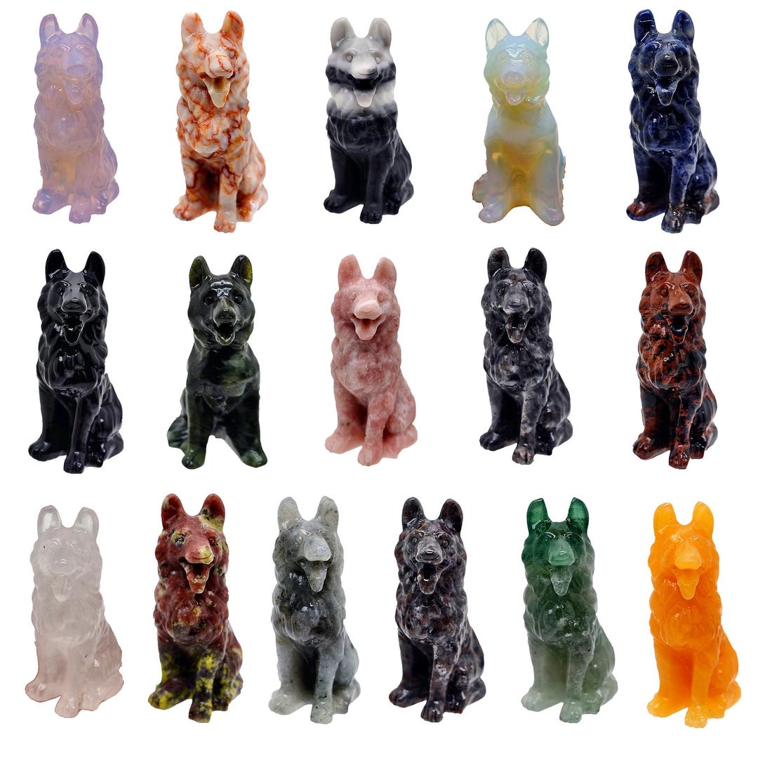 3.2inches Natural Crystal Carved Wolf Dog，crystal Dog Carving，healing ...