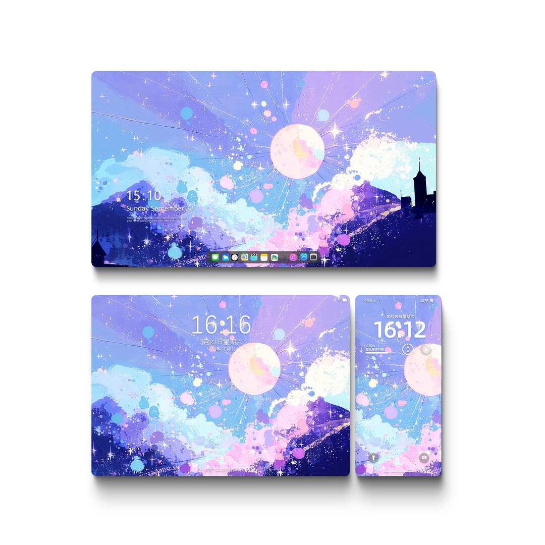 Dreamy Pastel Galaxy Wallpaper, Fantasy Moonlight Landscape (4K ...