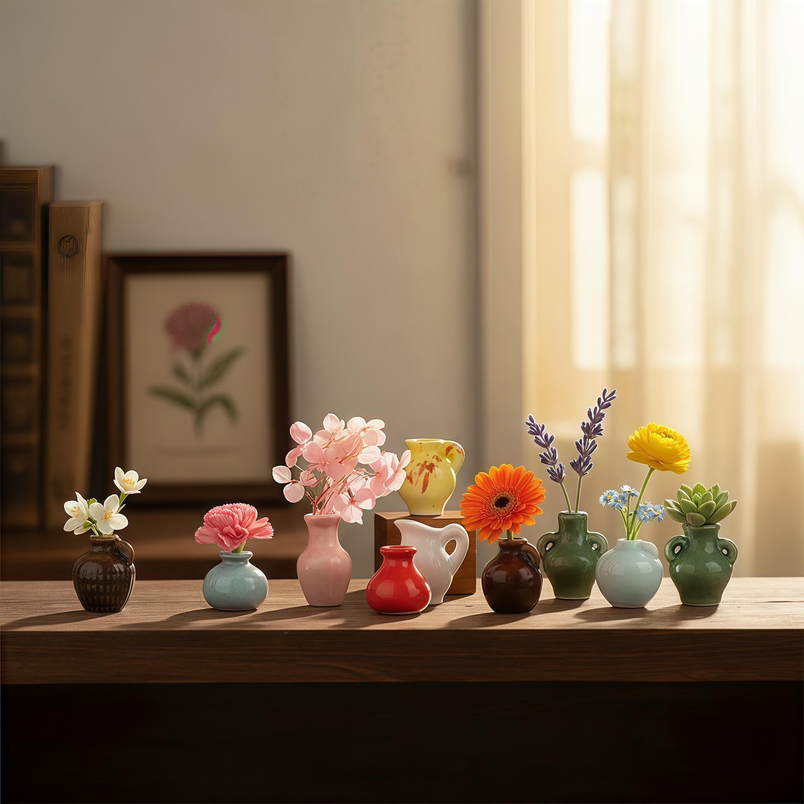 Mini Ceramic Flower Vase Magnet | Hand-painted Look Refrigerator Magnet ...
