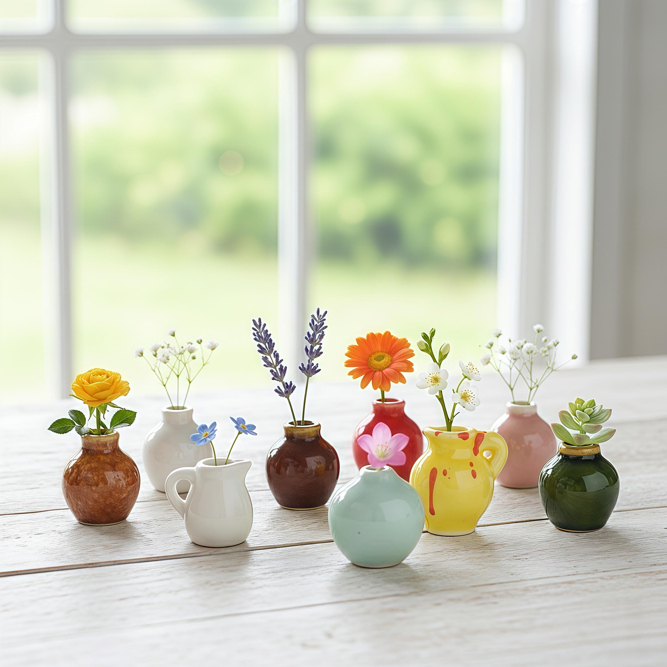 Mini Ceramic Flower Vase Magnet | Hand-painted Look Refrigerator Magnet ...
