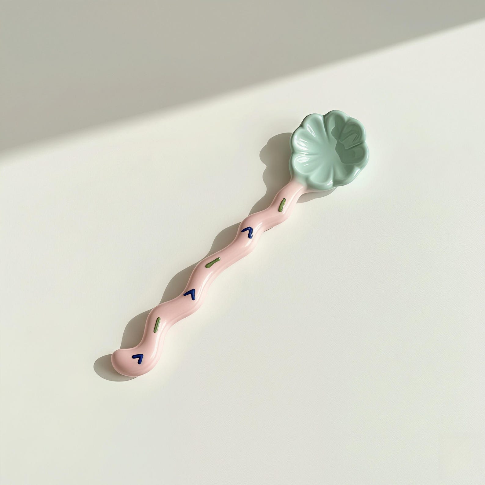 Whimsical Wavy Handle Flower Ceramic Spoon | Pastel Dessert & Coffee ...