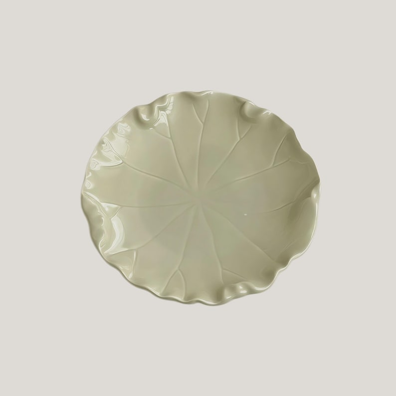 Scalloped Leaf Ceramic Side Plate | 6-inch Dessert Plate, 4 Muted ...