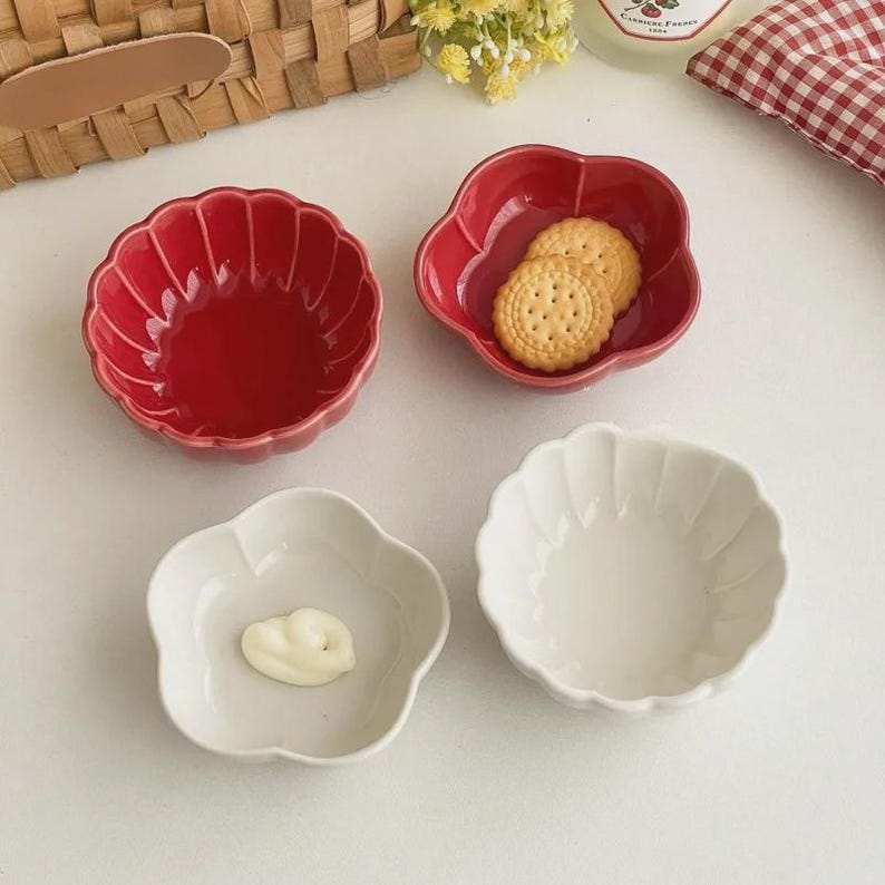 Flower Petal Ceramic Dish: Japanese Style Sauce Bowls - Etsy