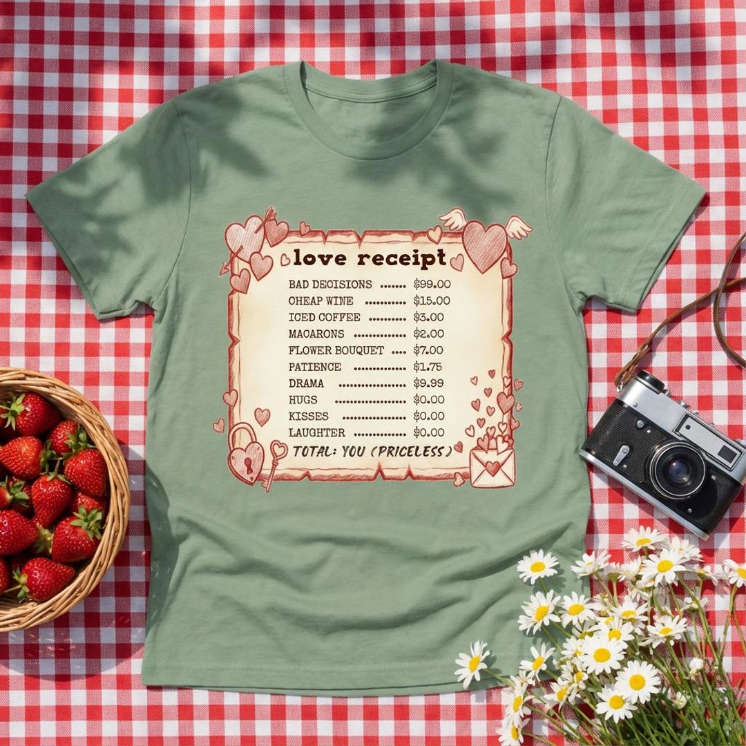 Funny Valentines Day Tshirt PNG Love Receipt T-shirt Design Cute ...
