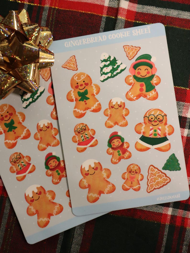 Gingerbread Cookie Sticker Sheet | Festive Holiday Kindle Decor - Etsy