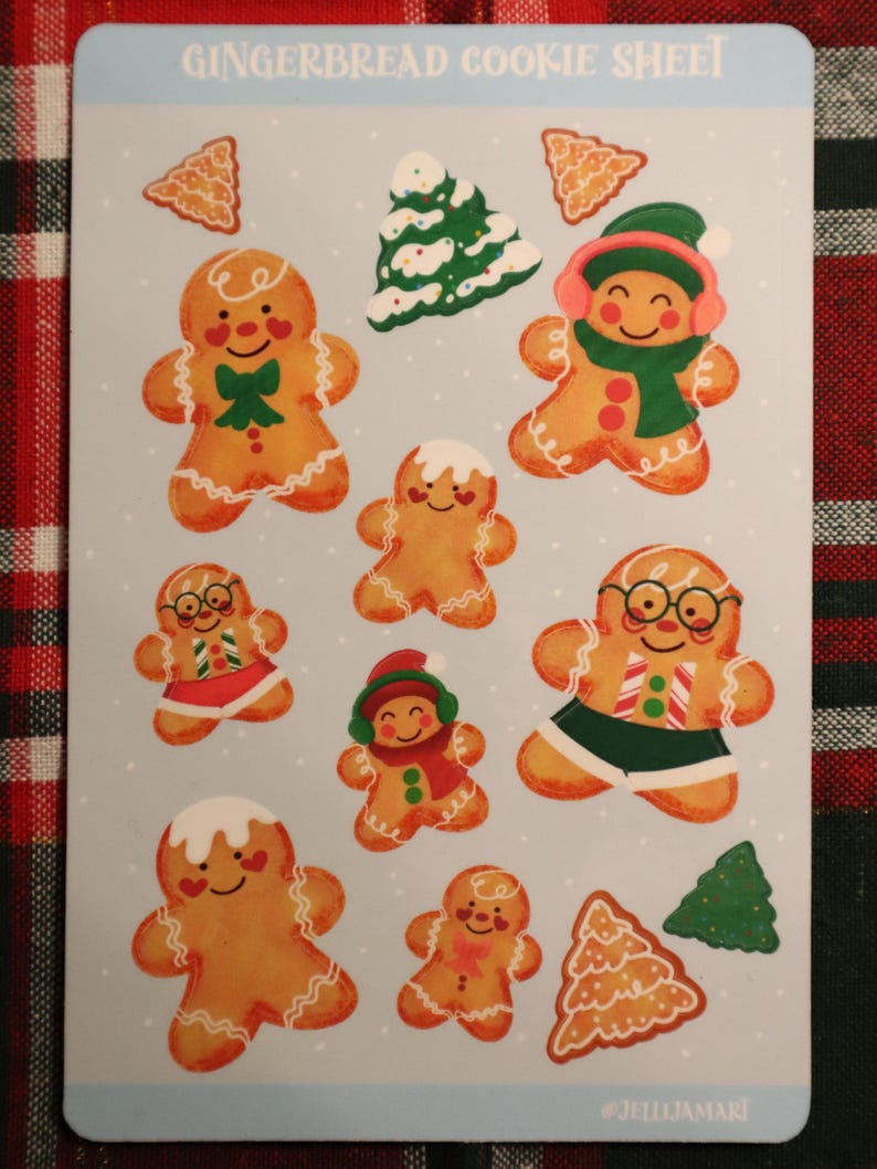 Gingerbread Cookie Sticker Sheet | Festive Holiday Kindle Decor - Etsy