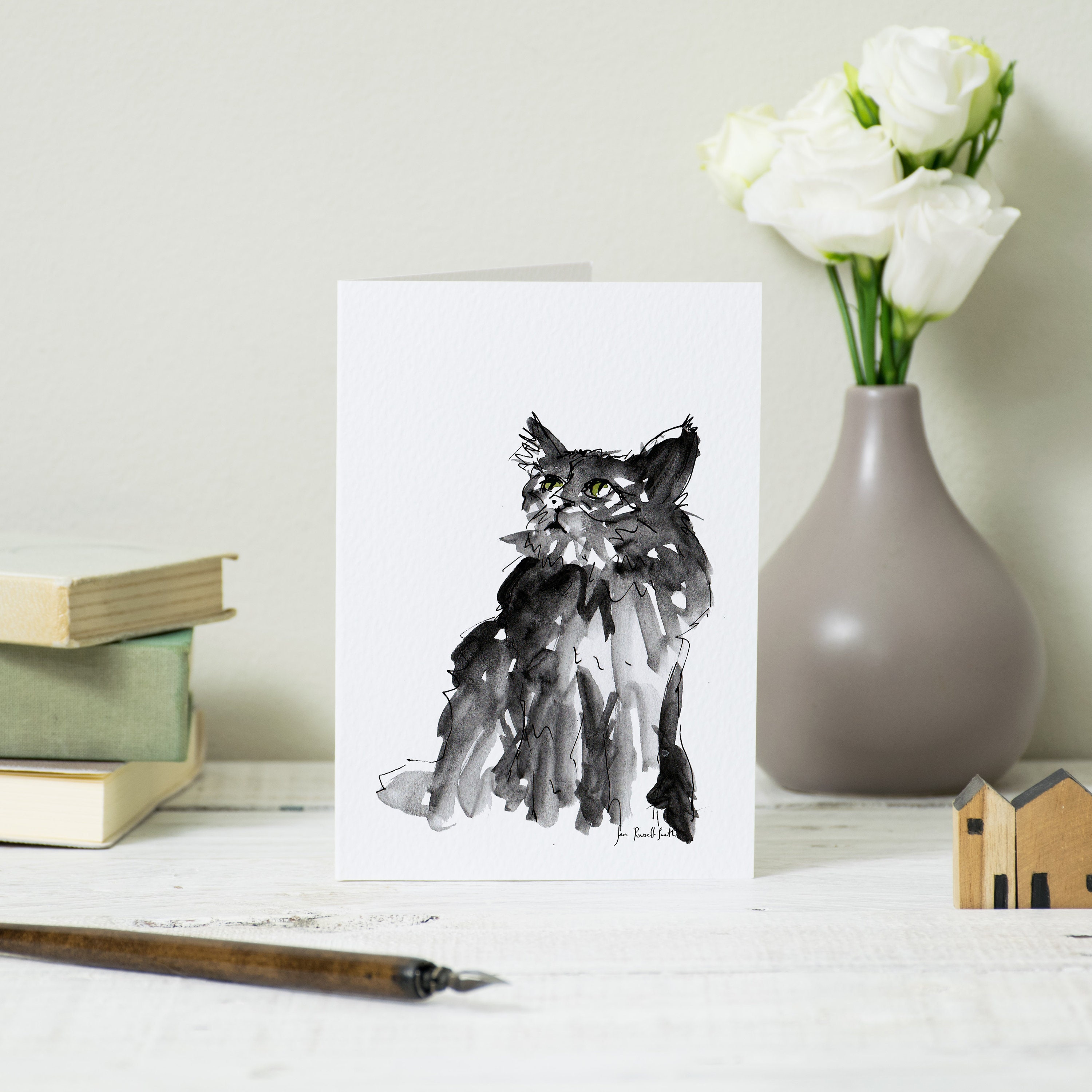 Black Cat Card: Illustrated Greetings Card Perfect for - Etsy UK