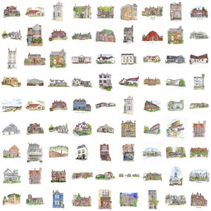 Personalised Building Art: Multiple House Portrait of Your 'house Story ...
