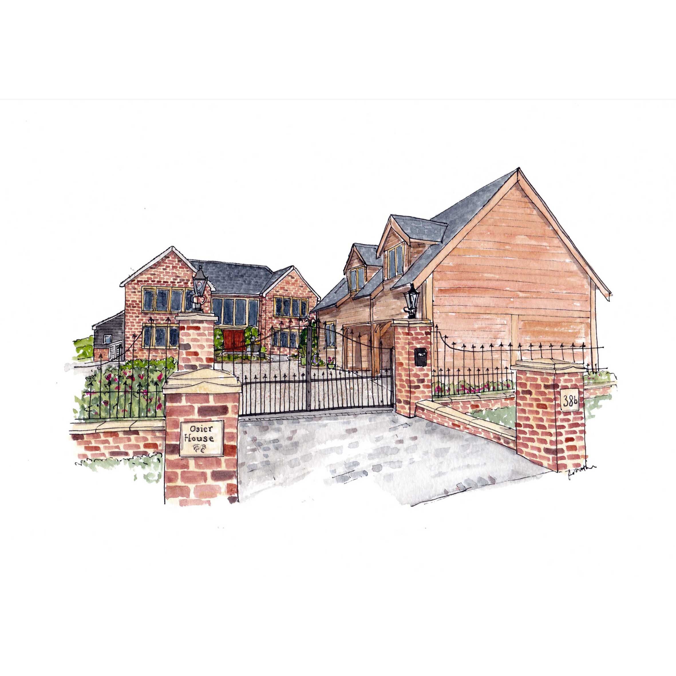 Drawing & Illustration Custom House Portrait \u00b7 Handmade drawing of ...