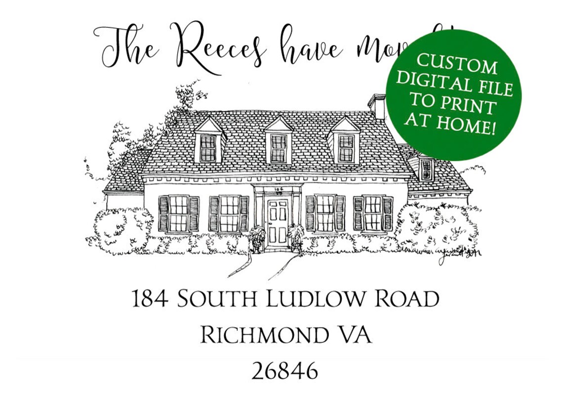 Custom Printable Address Cards: New Home. Moving Announcement or Change ...