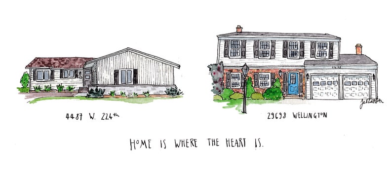 Personalised Building Art: Multiple House Portrait of Your | Etsy