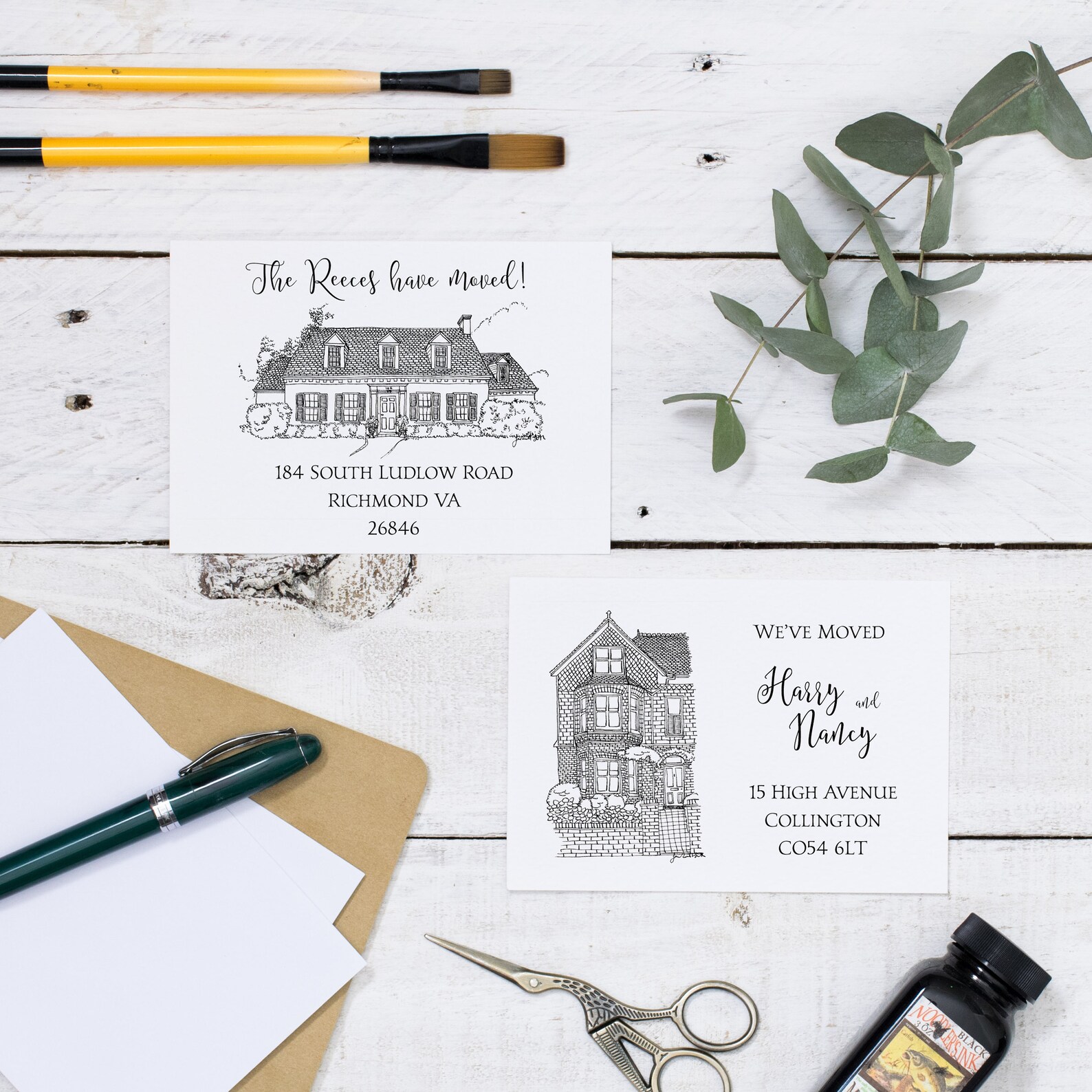 Custom Printable Address Cards: New Home. Moving Announcement or Change ...