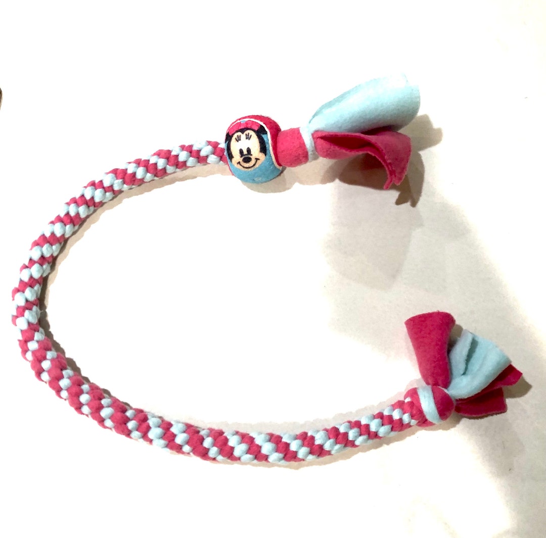 Pink and Blue Minnie Mouse Ball Dog Tug Toy - Etsy