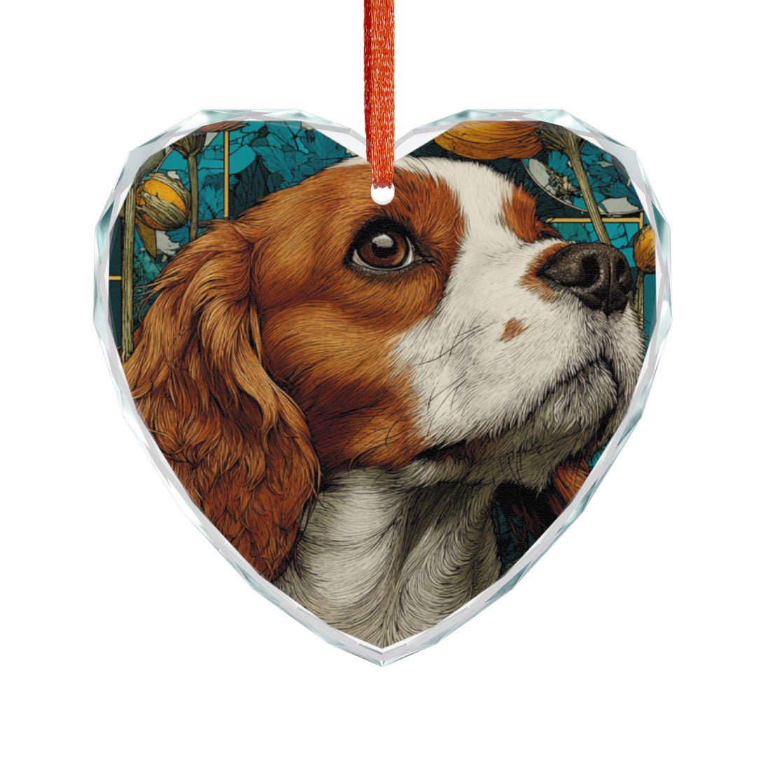 Cavalier King Charles Spaniel Heart Crystal Glass Ornament | Dog ...