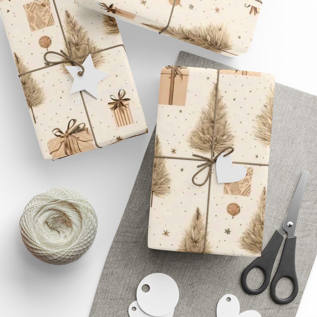 Rustic Christmas Wrapping Paper, Holiday Gift Wrap, Eco-friendly ...