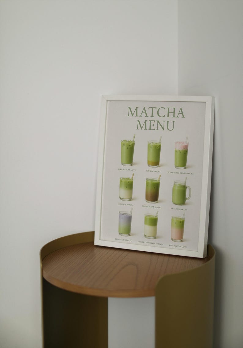 Matcha Menu Digital Print – Matcha Wall Art, Café Kitchen Decor ...