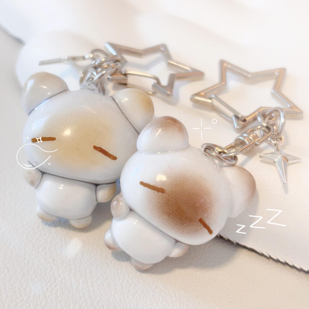 Sleepy Siamese Cats - Handmade Polymer Clay Keychain, Charm - Etsy