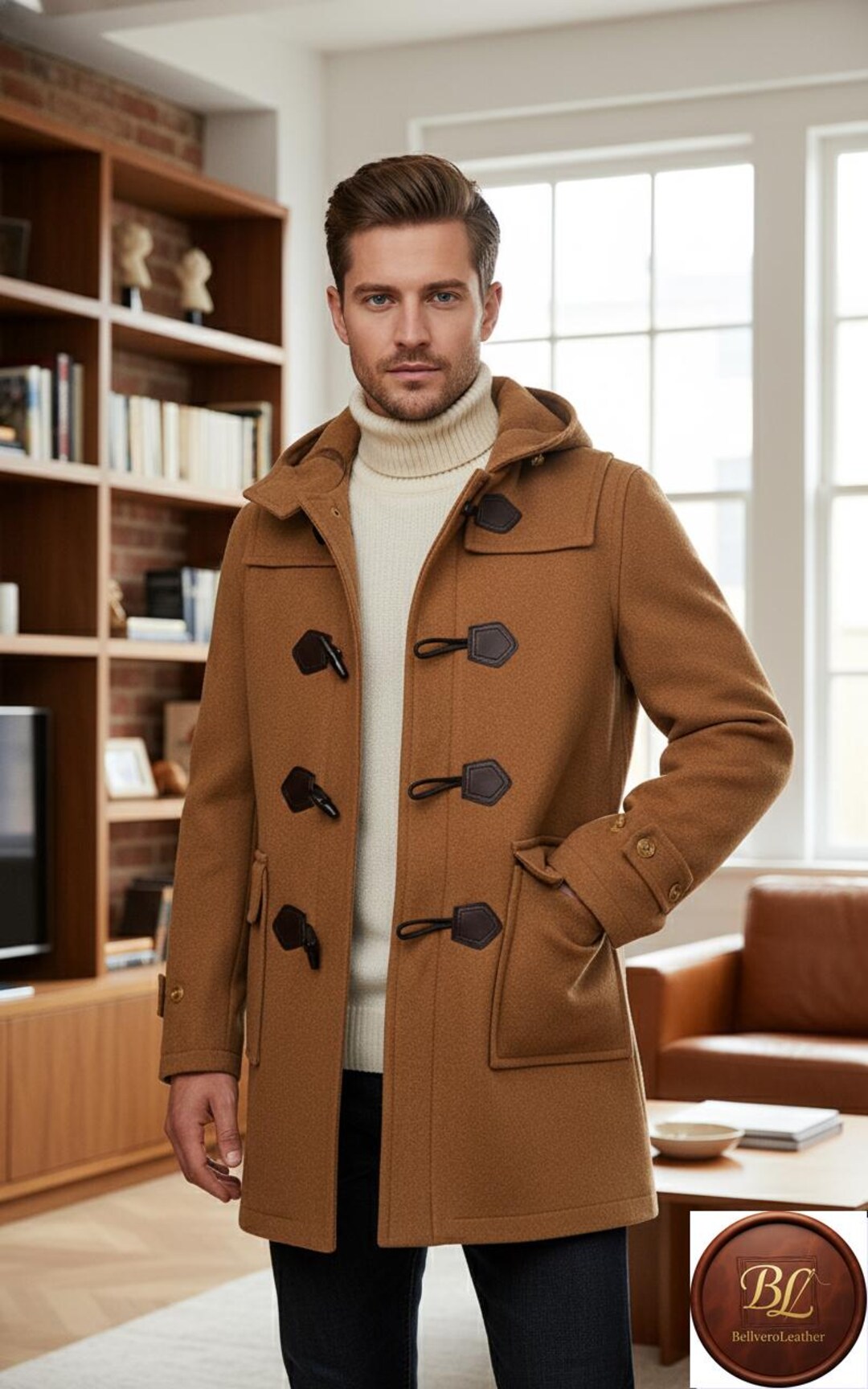 Handmade Wool Duffle Coat for Men – Camel Winter Toggle Coat – Classic ...