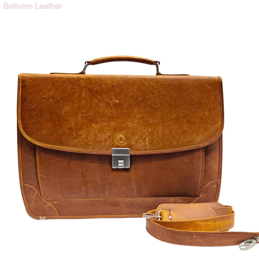 Handmade Vintage Brown Leather Laptop Bag for Men – Work & Travel ...