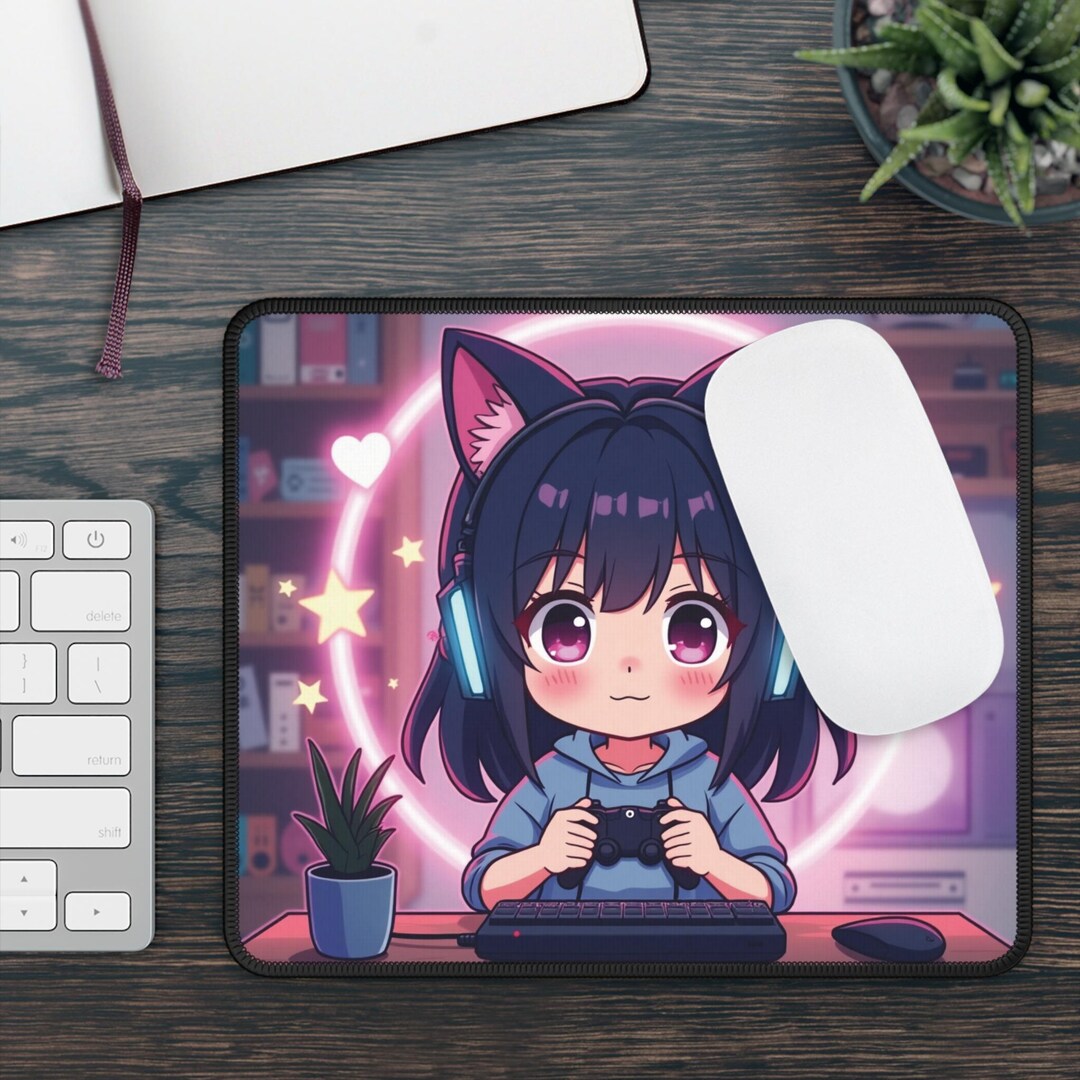 Gamer Girl Mouse Pad | Anime Kawaii - Etsy