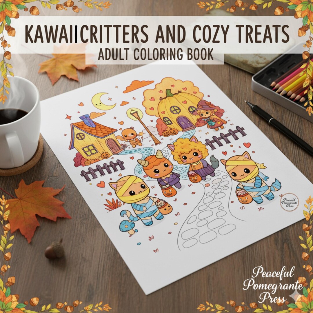 Kawaii Halloween Coloring Book: Cozy Monsters, Ghosts, Witches (PDF) - Etsy