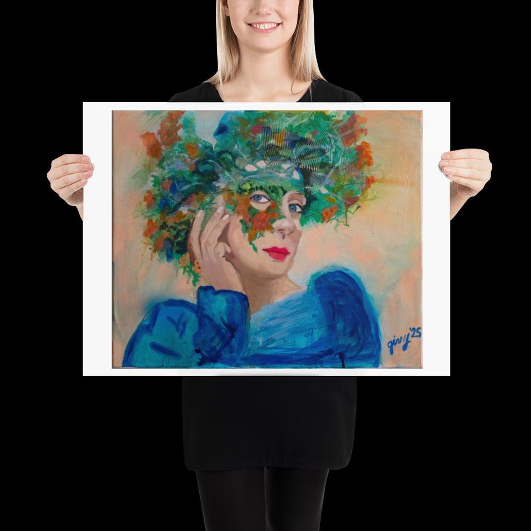 Floral Daydream Art Print: Modern Woman Portrait, Law Office Decor - Etsy