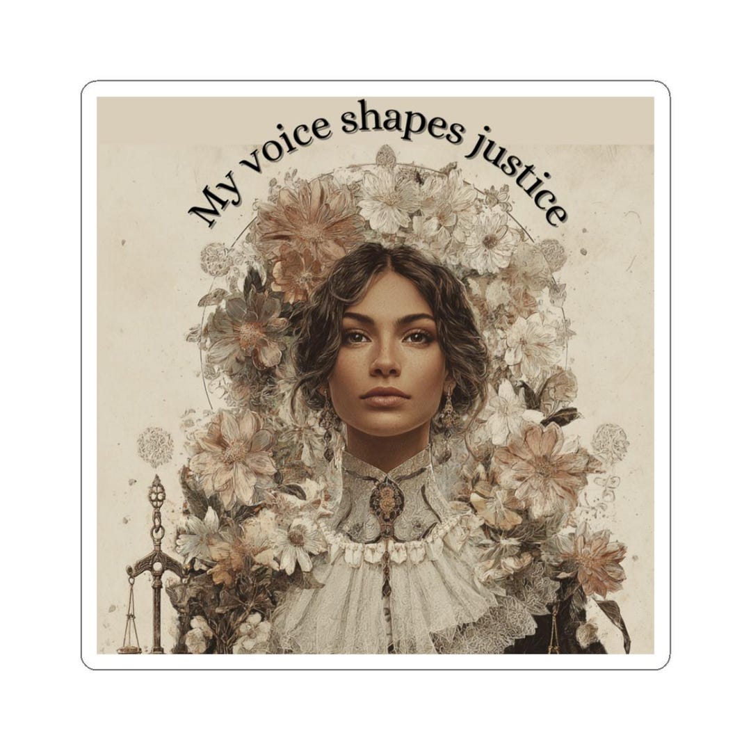 Vintage Lady Justice Sticker – "my Voice Shapes Justice" Vinyl Decal - Etsy