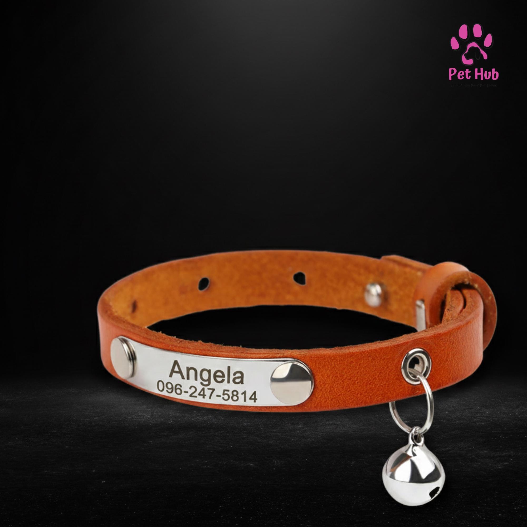 Adjustable Leather Name Collar – Personalized ID for Cats, Kittens ...