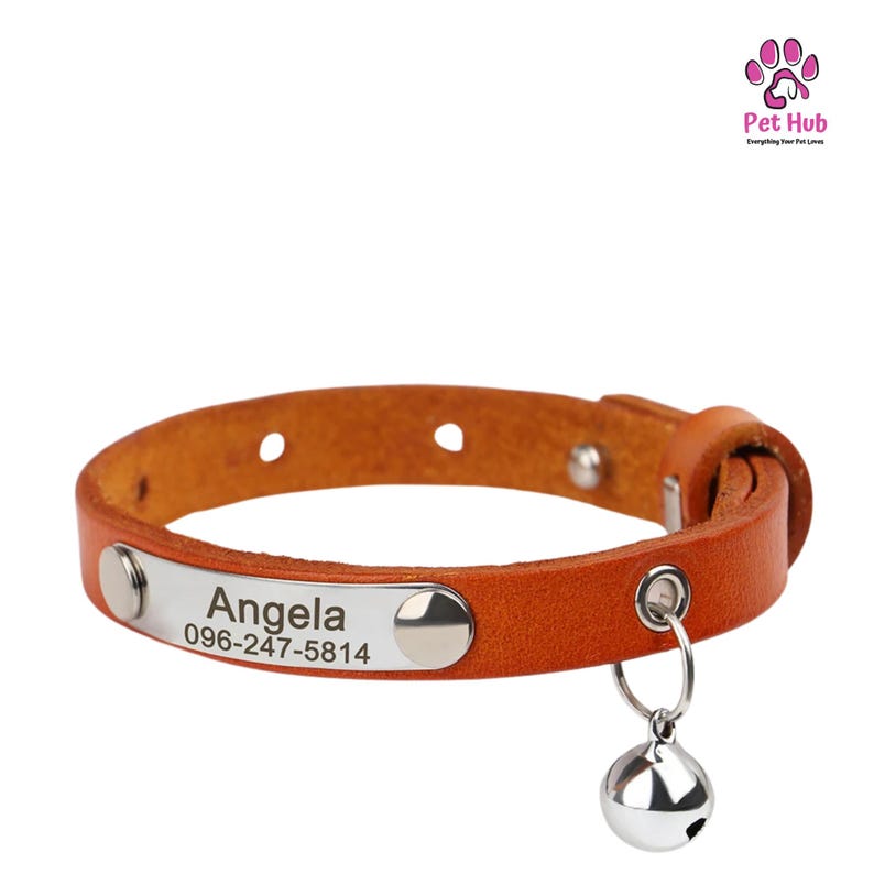 Adjustable Leather Name Collar – Personalized ID for Cats, Kittens ...