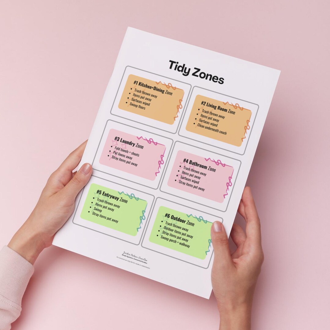 Tidy Zone Cards - Printable PDF for Kids - Chore System Cards - Etsy