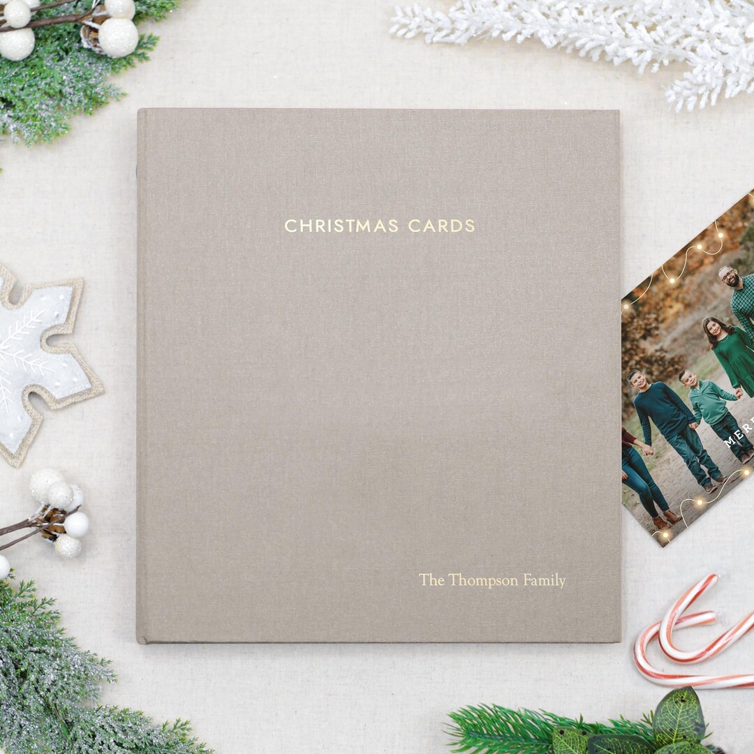 PERSONALIZED Christmas Card Album With Silver Silk Cover | Includes ...
