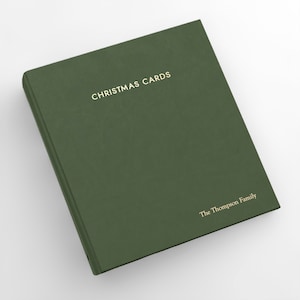 PERSONALIZED Christmas Card Album With Pine Vegan Leather Cover ...