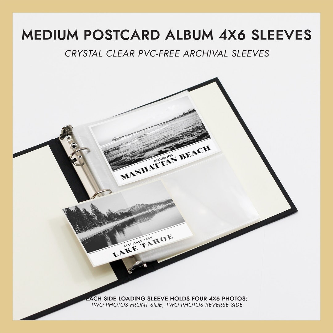 4x6 Medium Postcard Album Sleeves Pack of 10 for 20 Postcards Fits ...