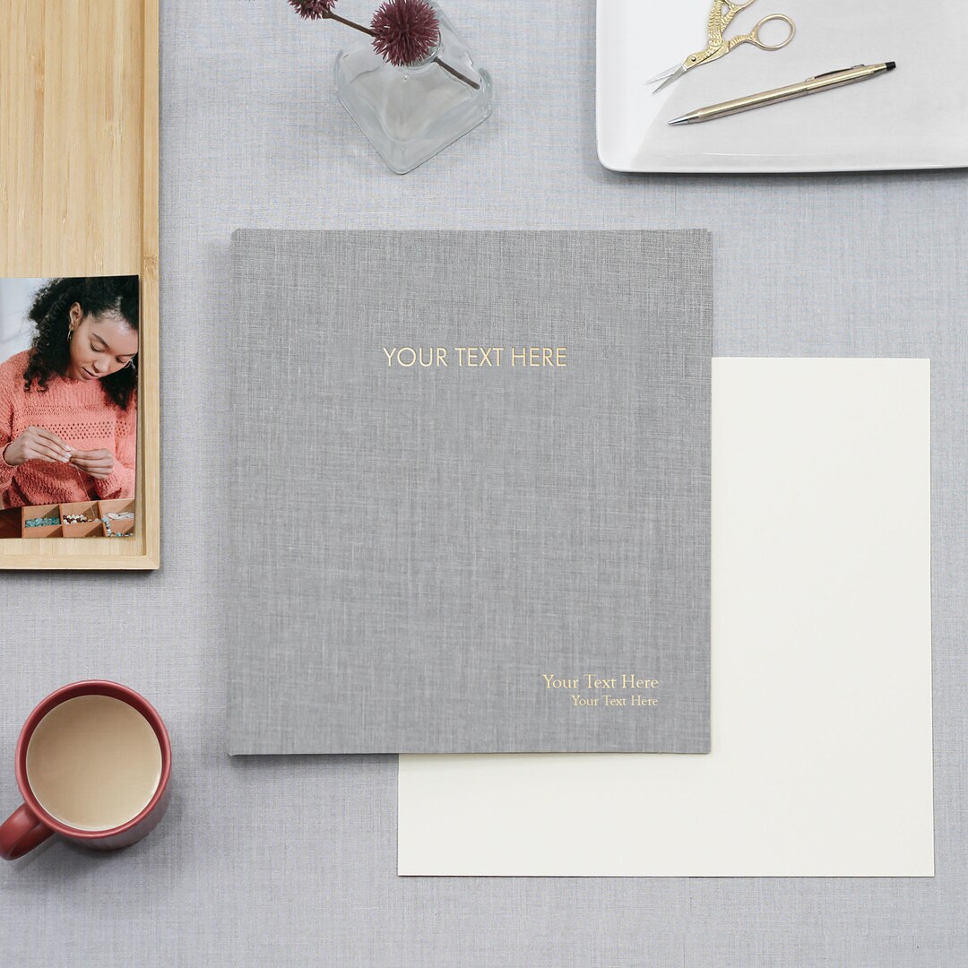 Personalized 3-ring Binder Gray Linen Custom Hard Cover Album Storage ...