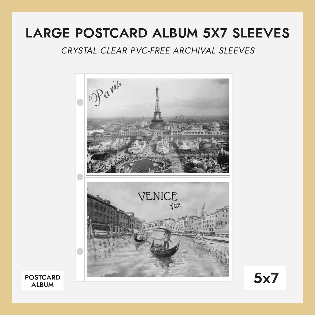 5x7 Postcard Album Sleeves Pack of 10 for 20 Postcards Fits Postcard ...