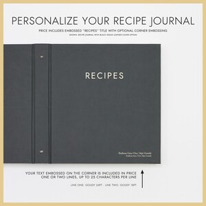 Personalized Recipe Journal With Pine Vegan Leather | Personalized Gift ...