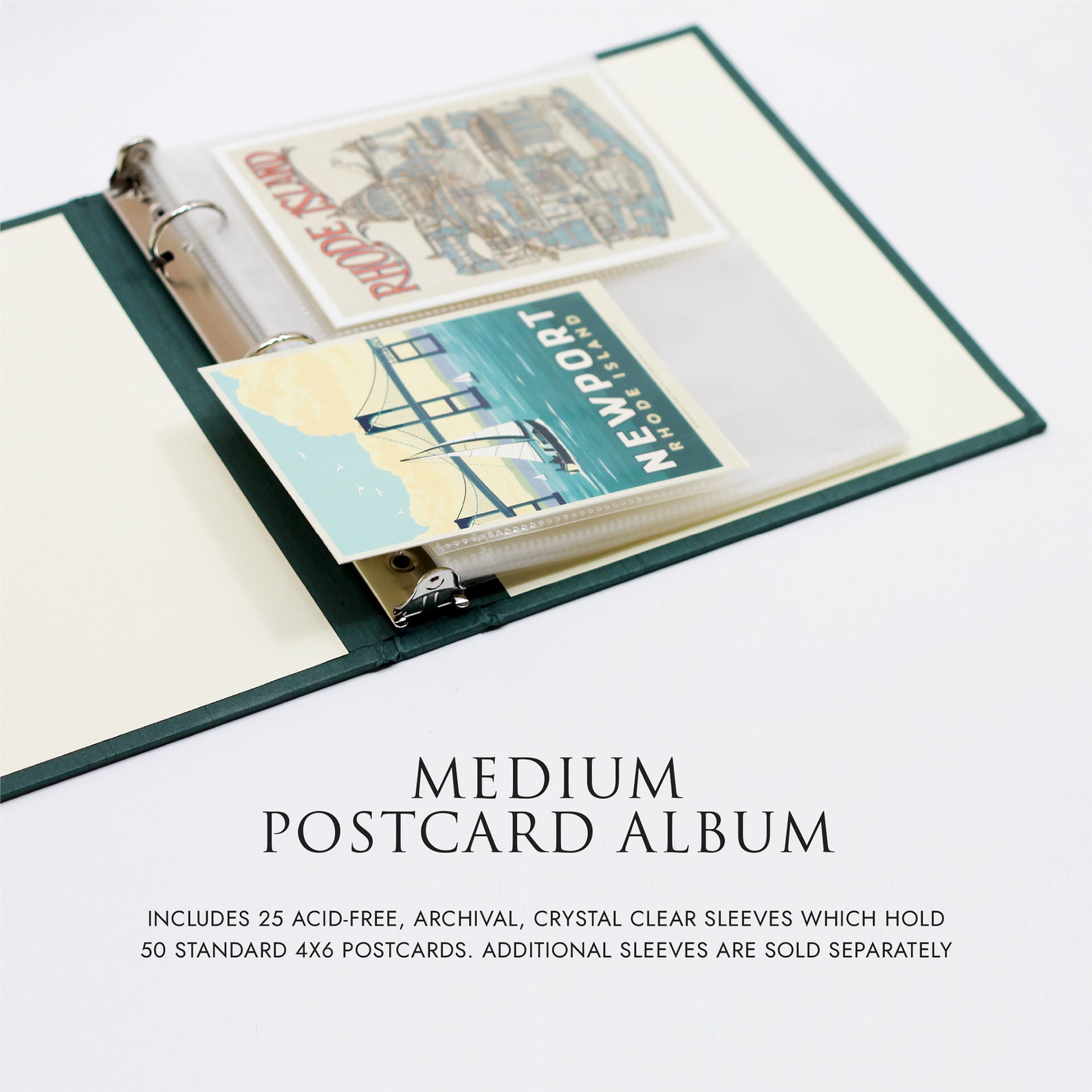Medium Postcard Album With Natural Linen Cover 2 Postcards per Clear ...
