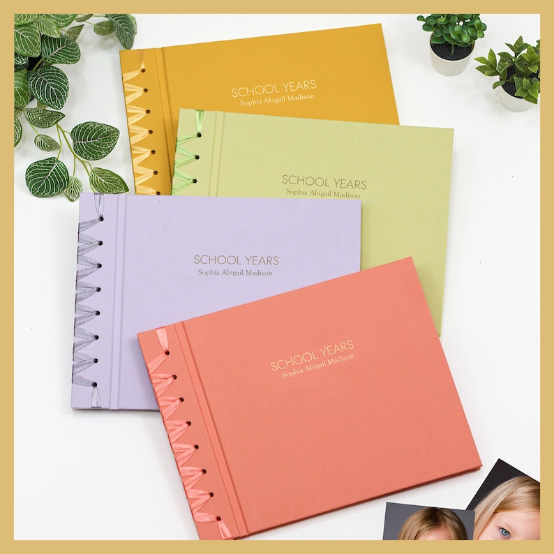 Personalized Handmade School Years Memory Album With Natural Linen ...