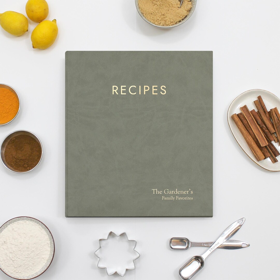 Personalized Recipe Journal With Moss Vegan Leather | Personalized Gift ...