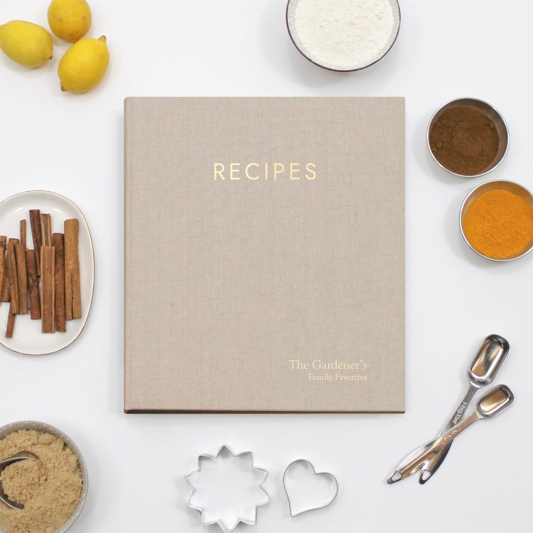 Personalized Recipe Journal With Natural Linen Cover | Personalized ...