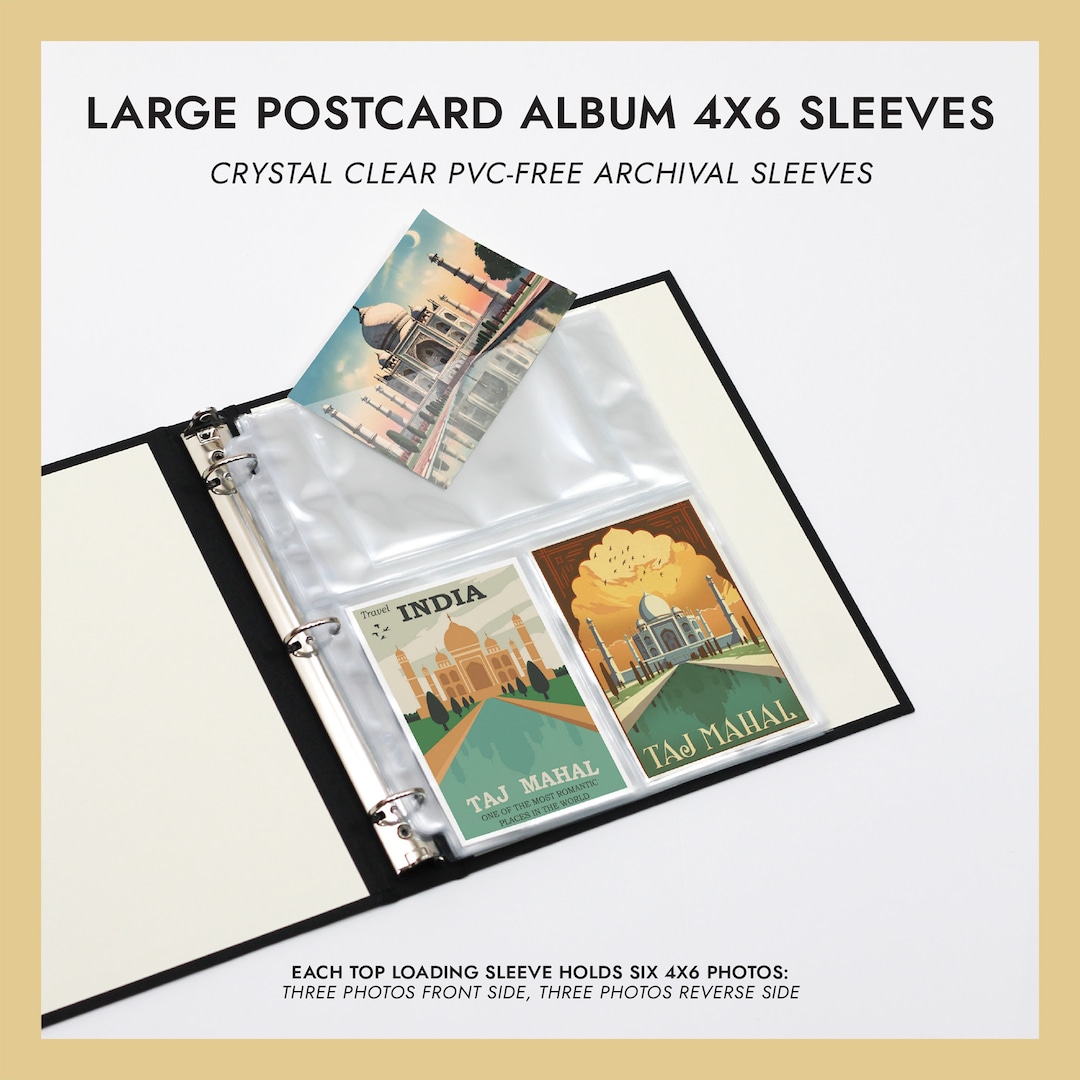 4x6 Postcard Album Sleeves Pack of 10 for 60 Photos Fits Postcard ...