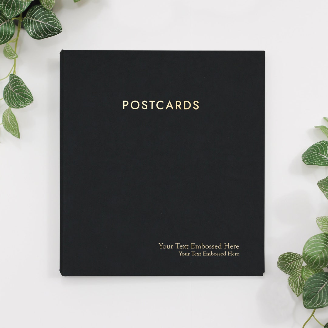Large Postcard Album With Black Vegan Leather Cover | 2 Postcards per ...