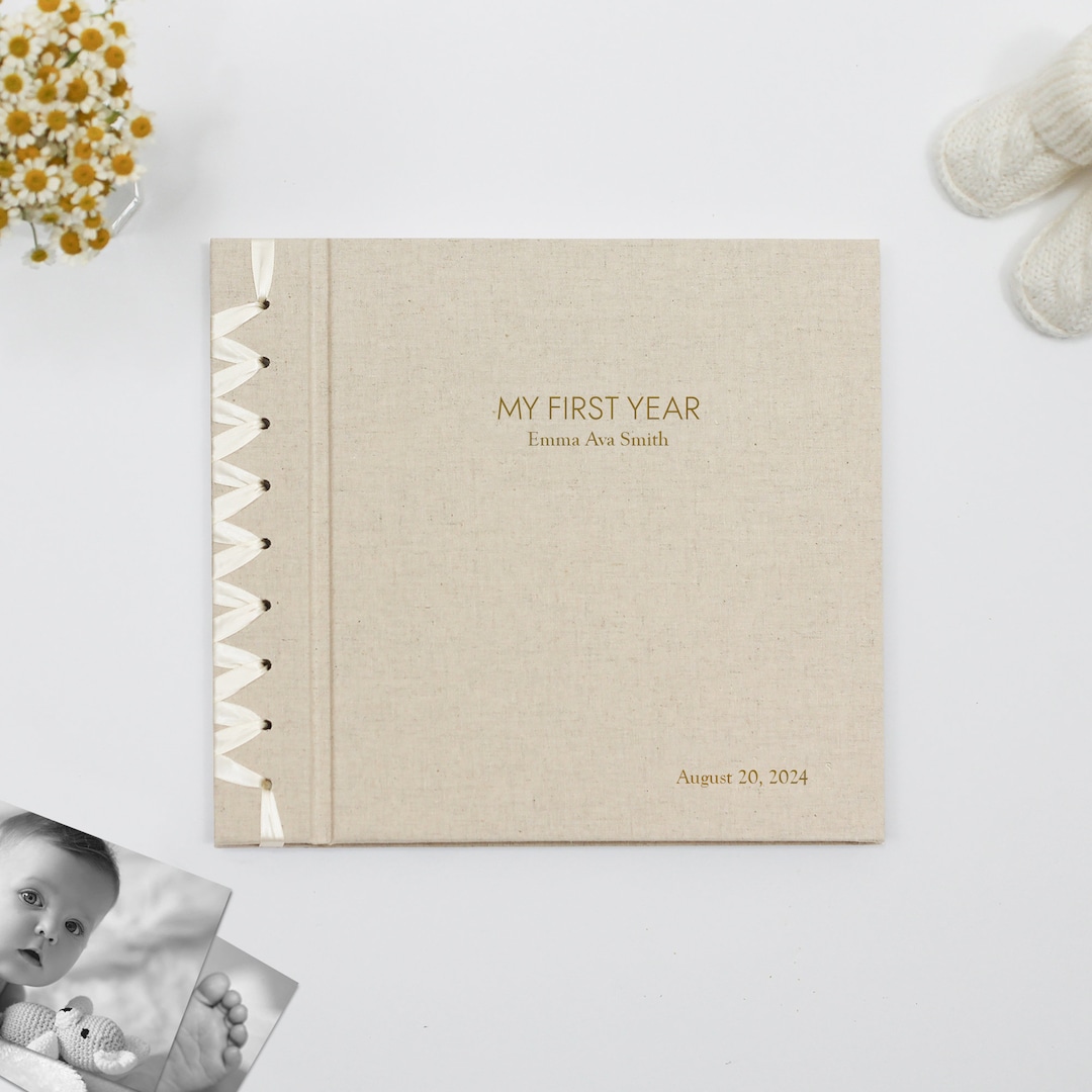 Baby's First Book Natural Linen Personalized Baby Shower New Mom Gift ...